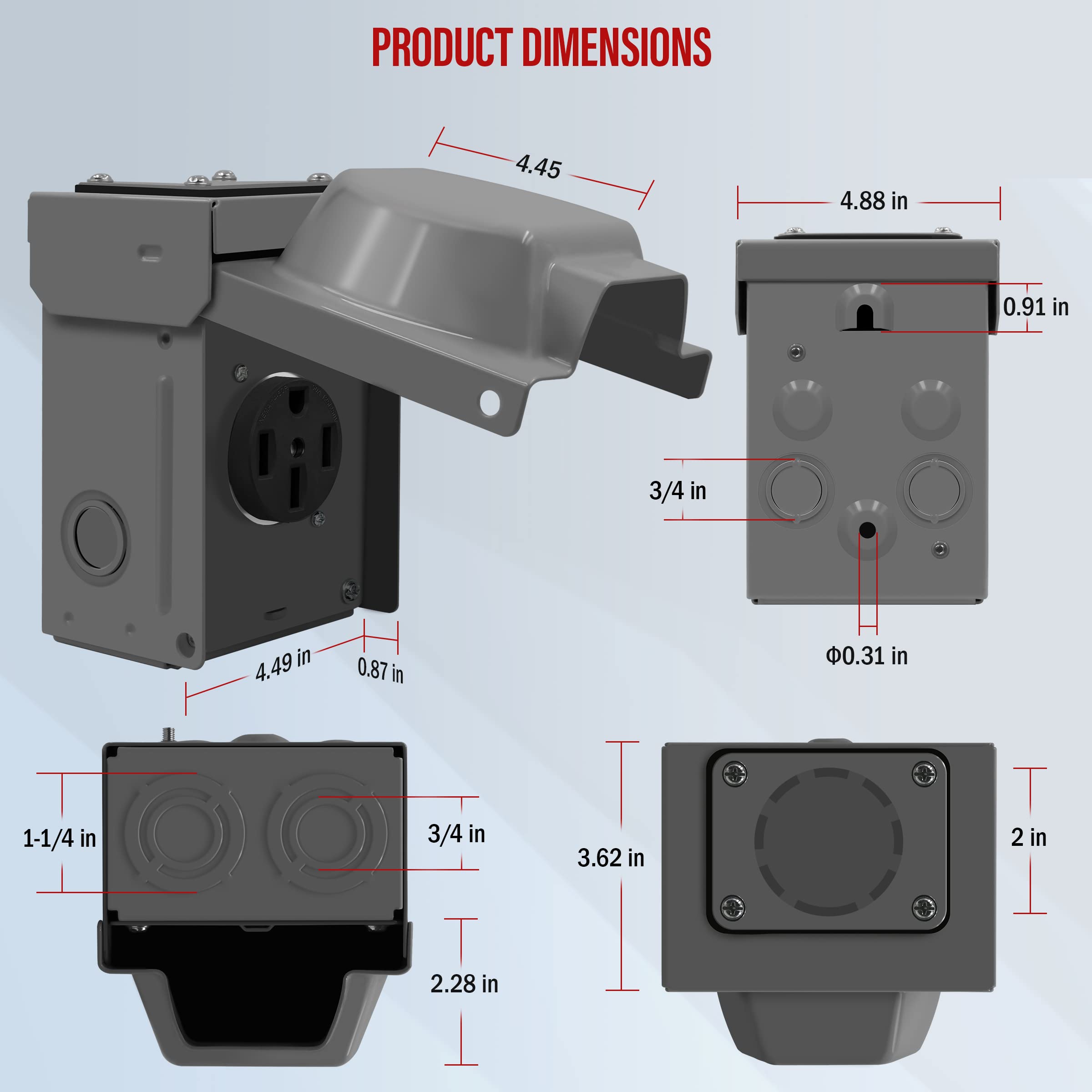 ENERLITES 50 Amp 125/250V NEMA 14-50R Power Outlet, Lockable ...