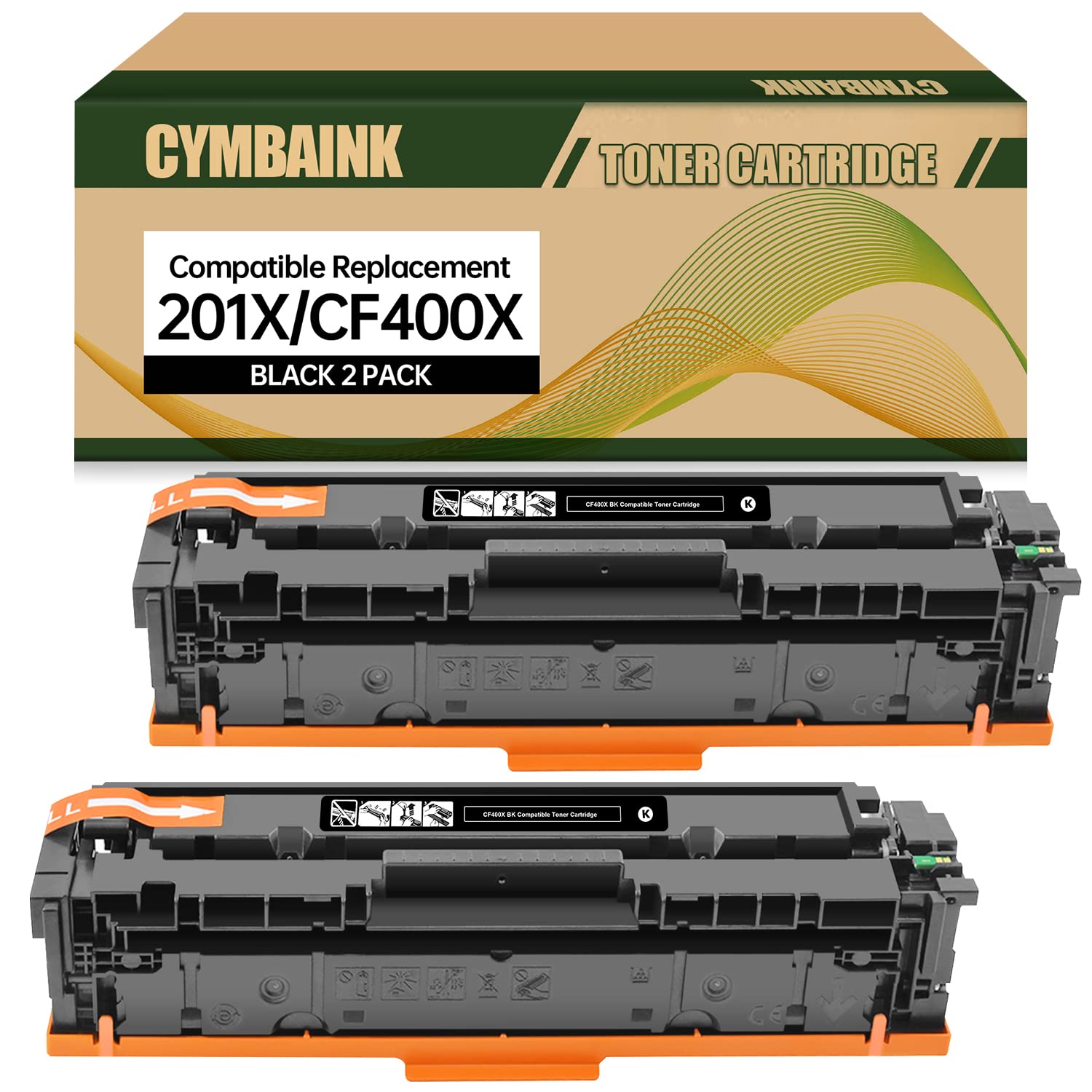 2 Pack Non-OEM 201X 201A CF400X CF401X CF402X CF403X CF400A Compatible ...