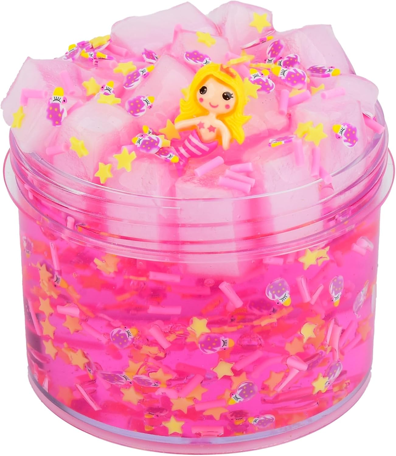 Amazon.com: Poaowsia Pink Jelly Cube Crunchy Slime, Super Soft Clear ...