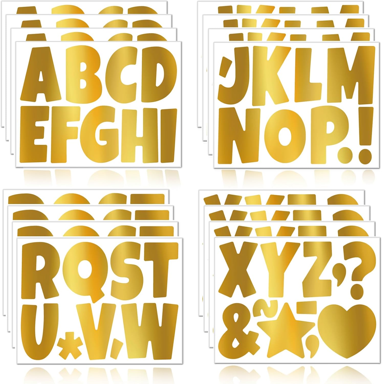 Amazon.com: 4 Inch Cute Gold Letter Stickers Large,12 Sheets 117 Pieces ...