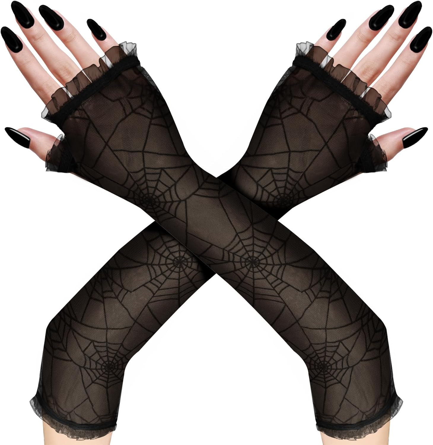 Amazon.com: Spider Web Arm Warmers, Women's Black Gothic Lace ...