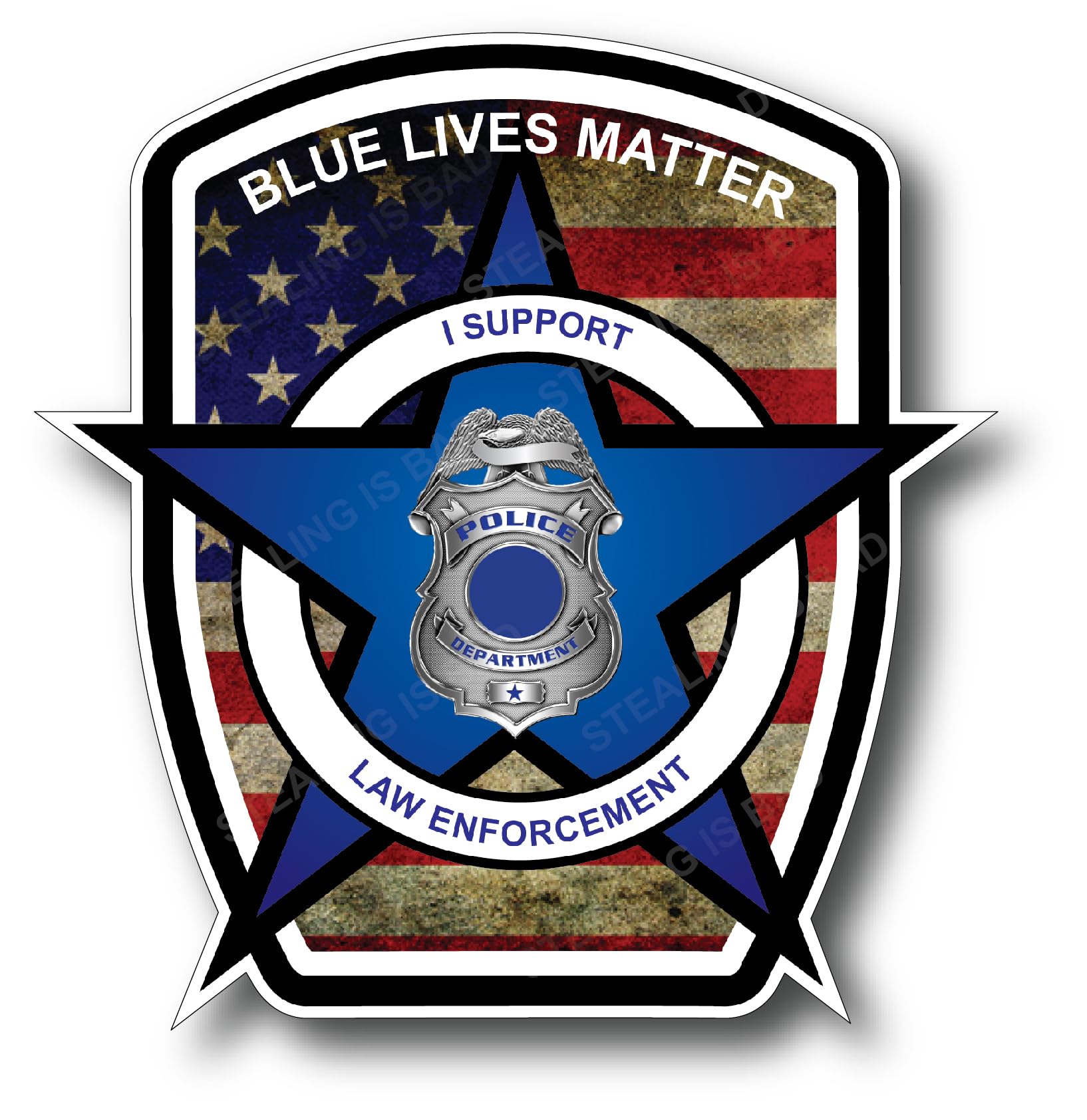 Amazon.com: Thin Blue Line Police Officer American Flag Vinyl Decal ...