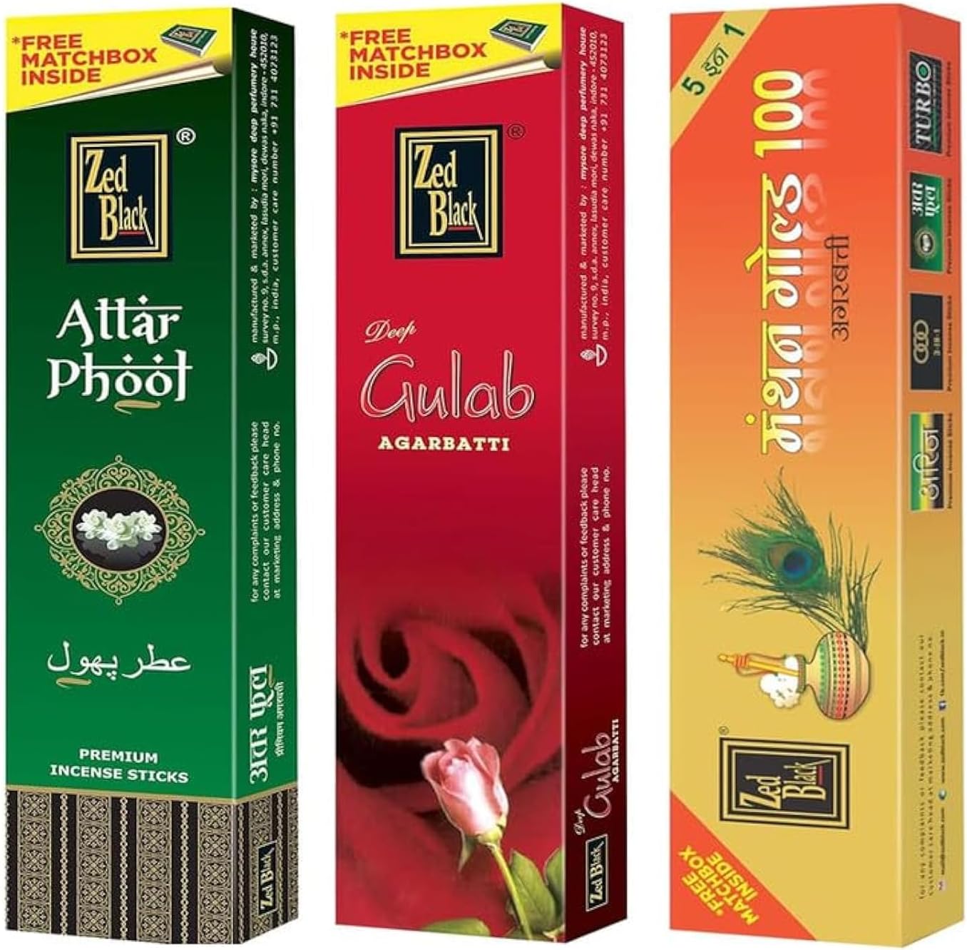 Zed Black Bamboo Less Incense Sticks – Luxe Series - Pack of 4 Incense Sticks, Good Vibes Pack ...