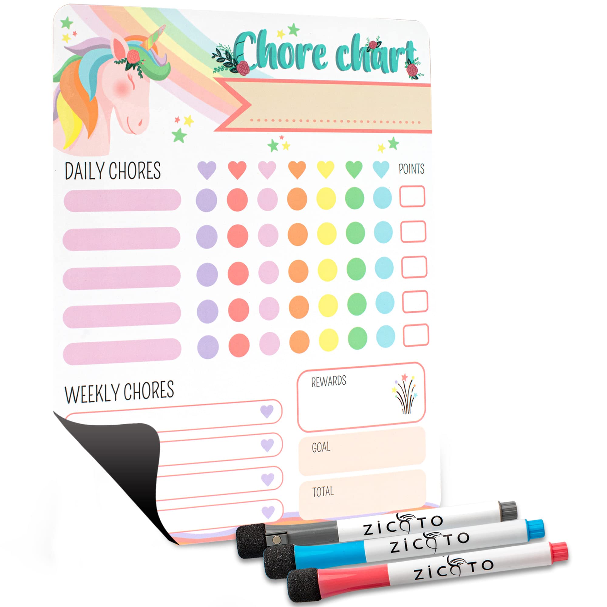 Buy Beautiful Unicorn Style Chore Charts for Kids - Perfect Magnetic ...
