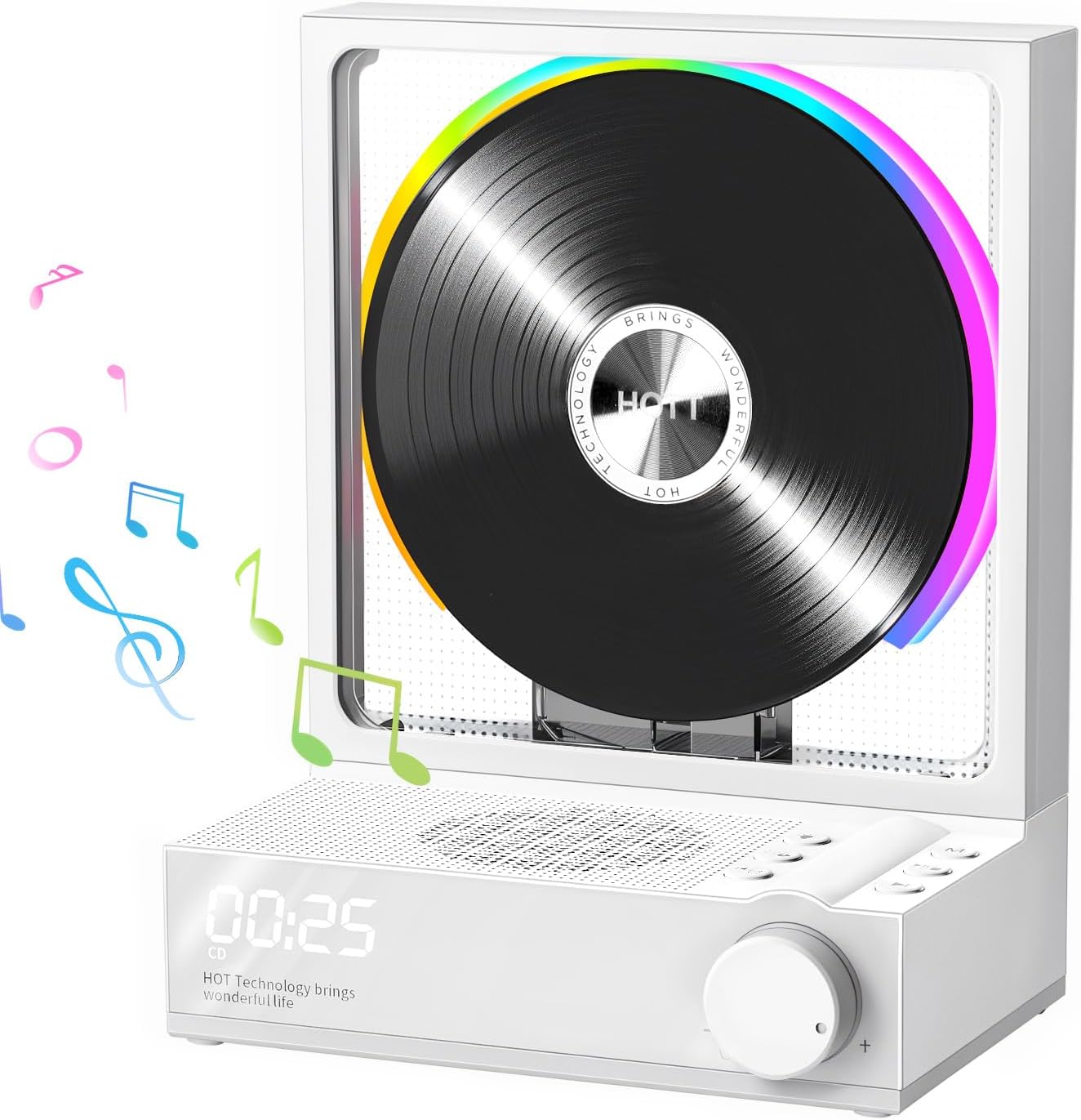 Amazon.com: MANAYO Vertical CD Player Bluetooth Speaker with RGB Lights ...