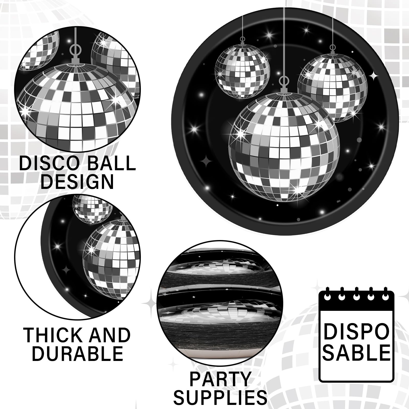 Snapklik.com : 70s Disco Party Supplies Silver Disco Ball Plates ...