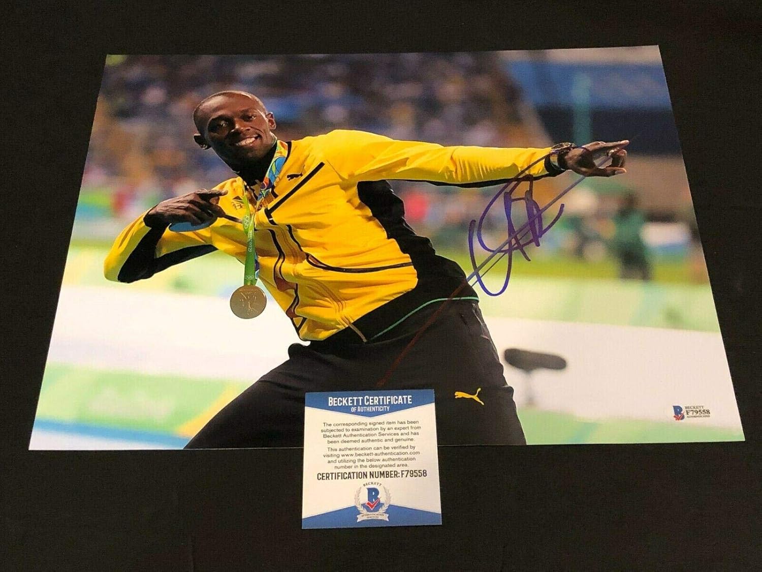 Usain Bolt Olympic Gold Jamaica Track And Field Signed Autograph 11x14 ...