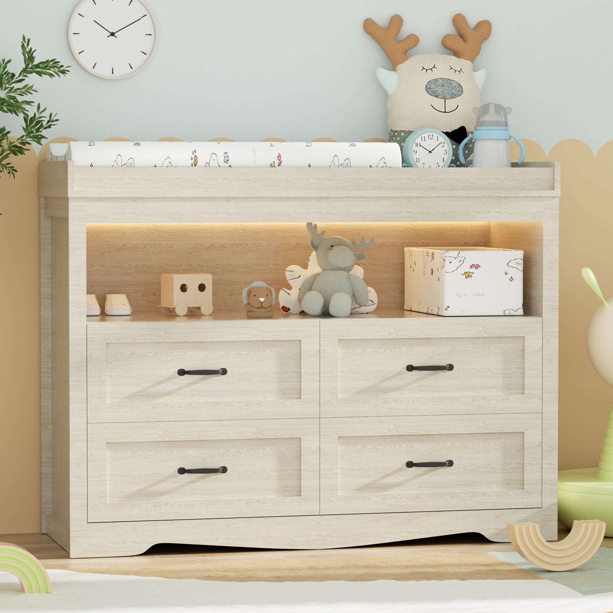 Amazon.com: Baby Changing Table Dresser with Changing Table Top for ...