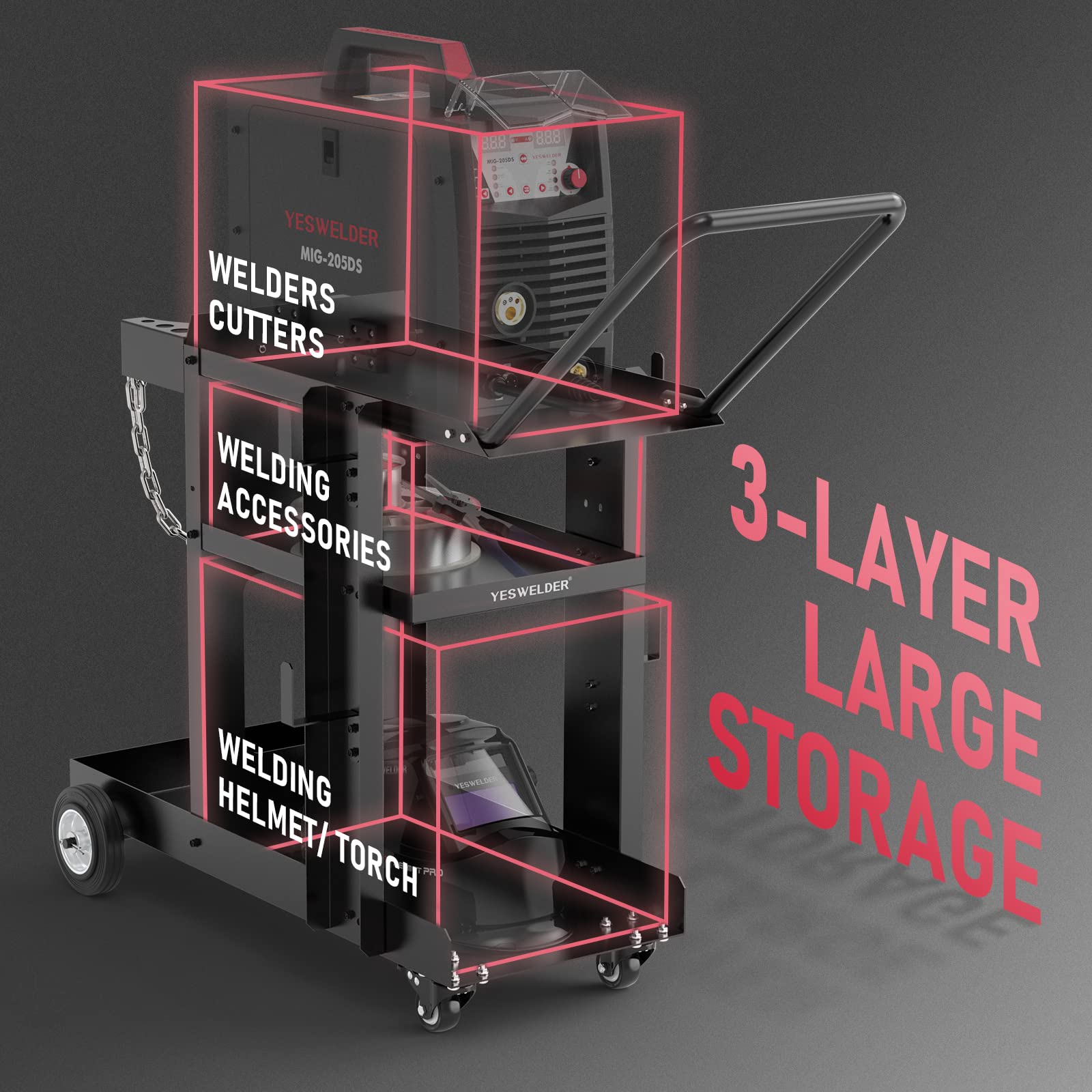 Snapklik.com : YESWELDER Welding Cart For TIG MIG Welder And Plasma Cutter