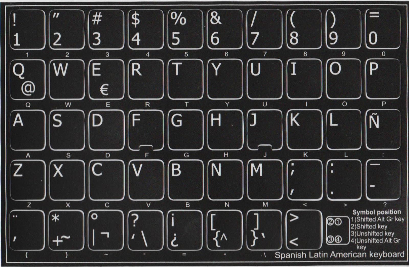 Amazon.com: Spanish/English Keyboard Stickers with Fluorescent Inlays ...