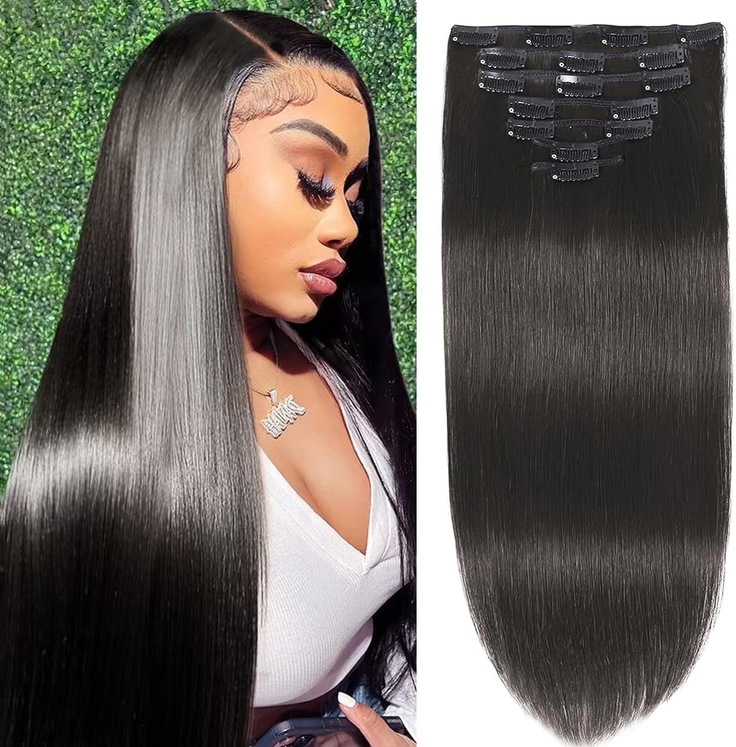 Amazon.com : EVE HAIR 100% Remy Human Hair Clip In Extensions - 9 ...