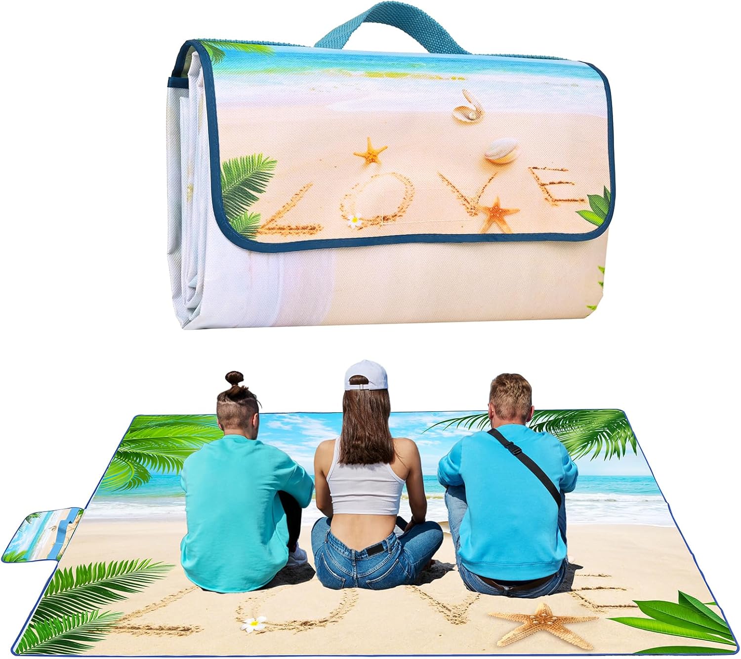 Amazon.com: Picnic Blanket, Foldable Waterproof Sand Mat, 59" x 79 ...
