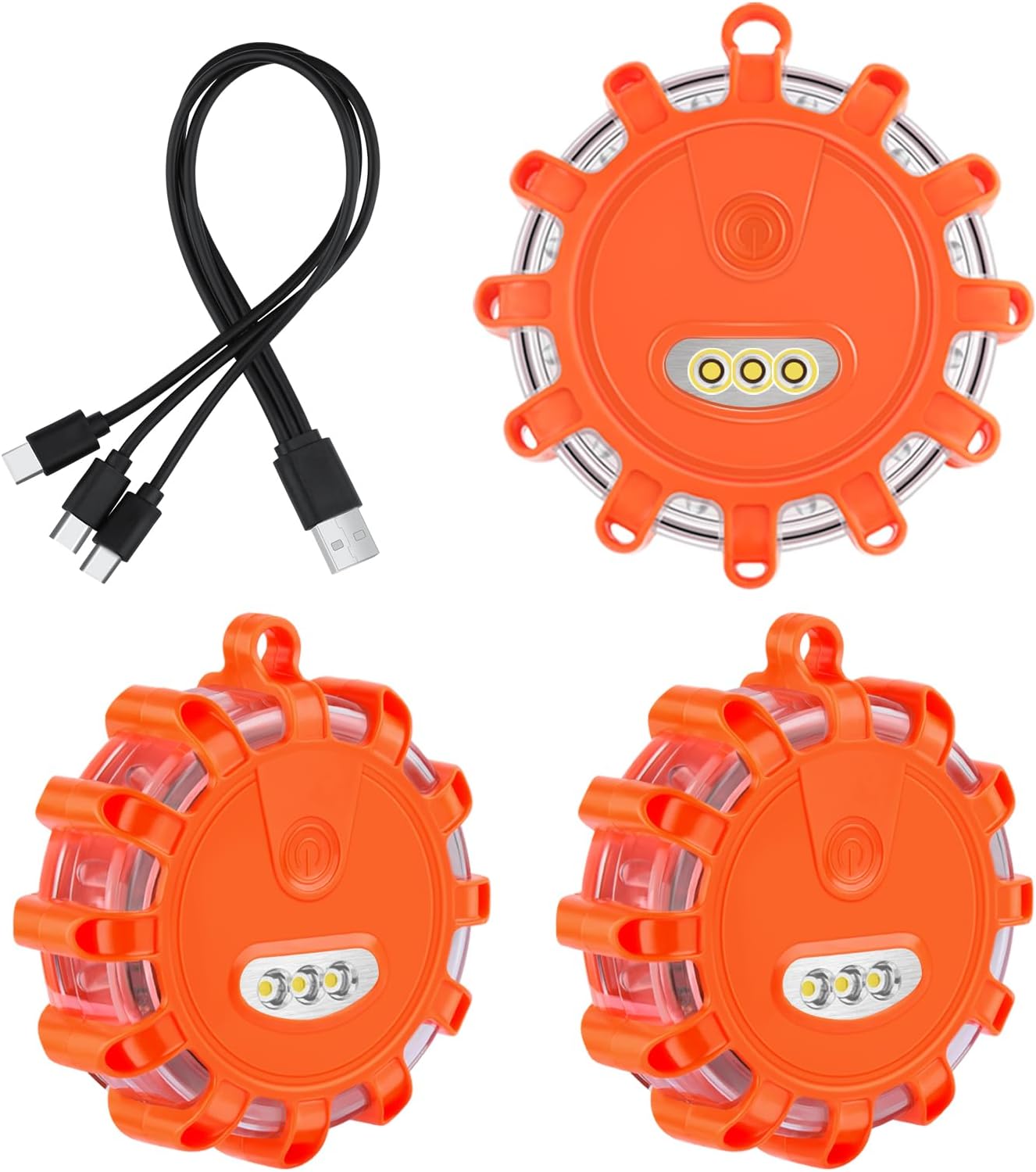 Amzpas USB Rechargeable LED Road Flares Emergency Lights-Roadside ...