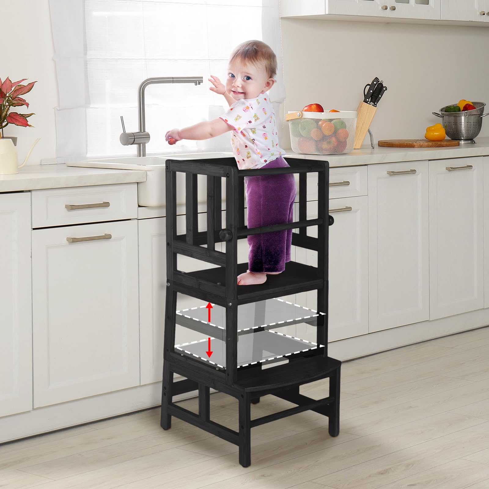 Snapklik.com : COSYLAND Kids Kitchen Step Stool, Height Adjustable ...
