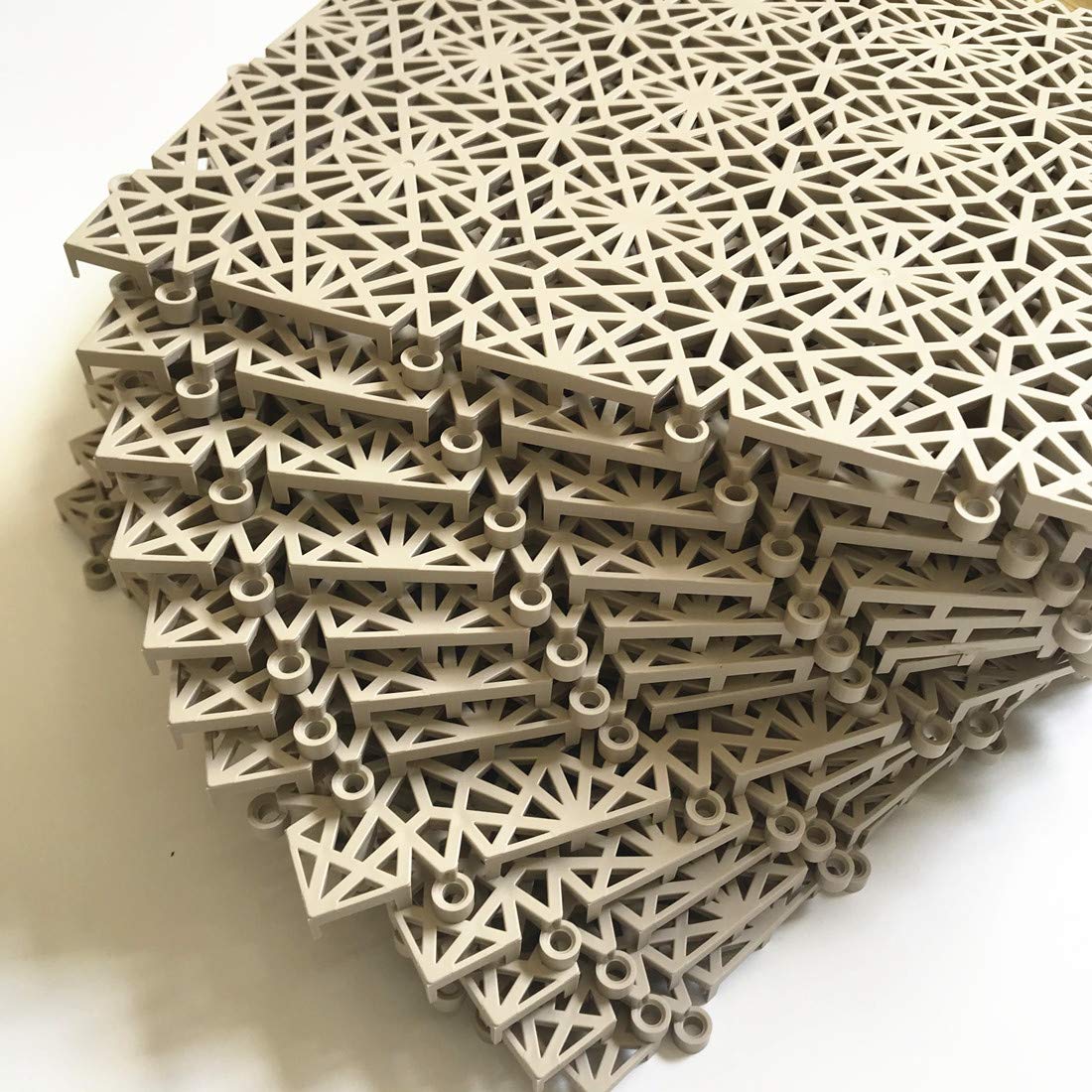 smabee 12 Pack Interlocking PVC Non-Slip Tile Drainage Mat 11.75" x 11. ...