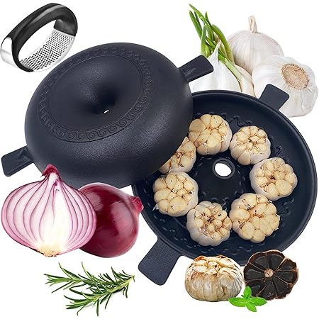 Amazon.com: AFOOFA Large Garlic Baker, Cast Iron Garlic Roaster for ...