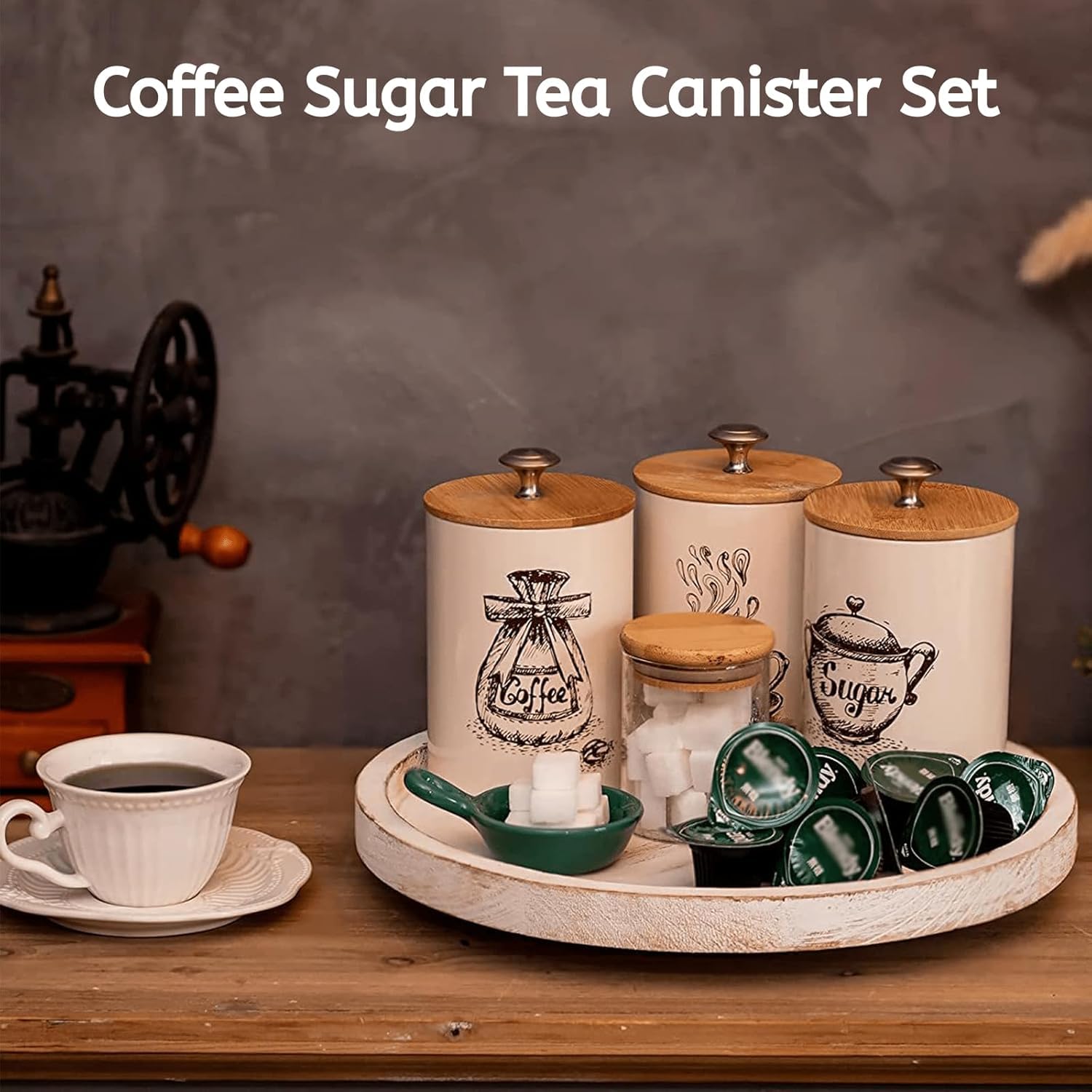 Snapklik.com : Youeon Small Canister Sets For Kitchen Counter, 25 Oz ...