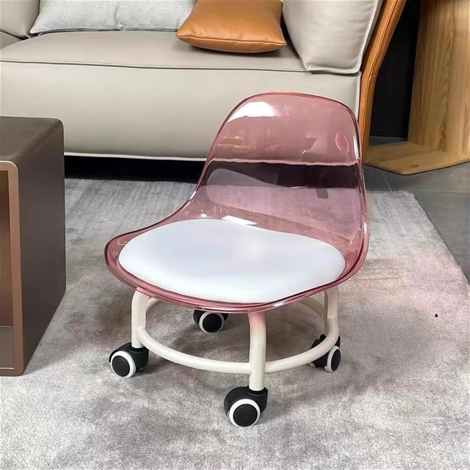 Amazon.com: Low Rolling Stool with Backrest, Small Roller Stool with ...