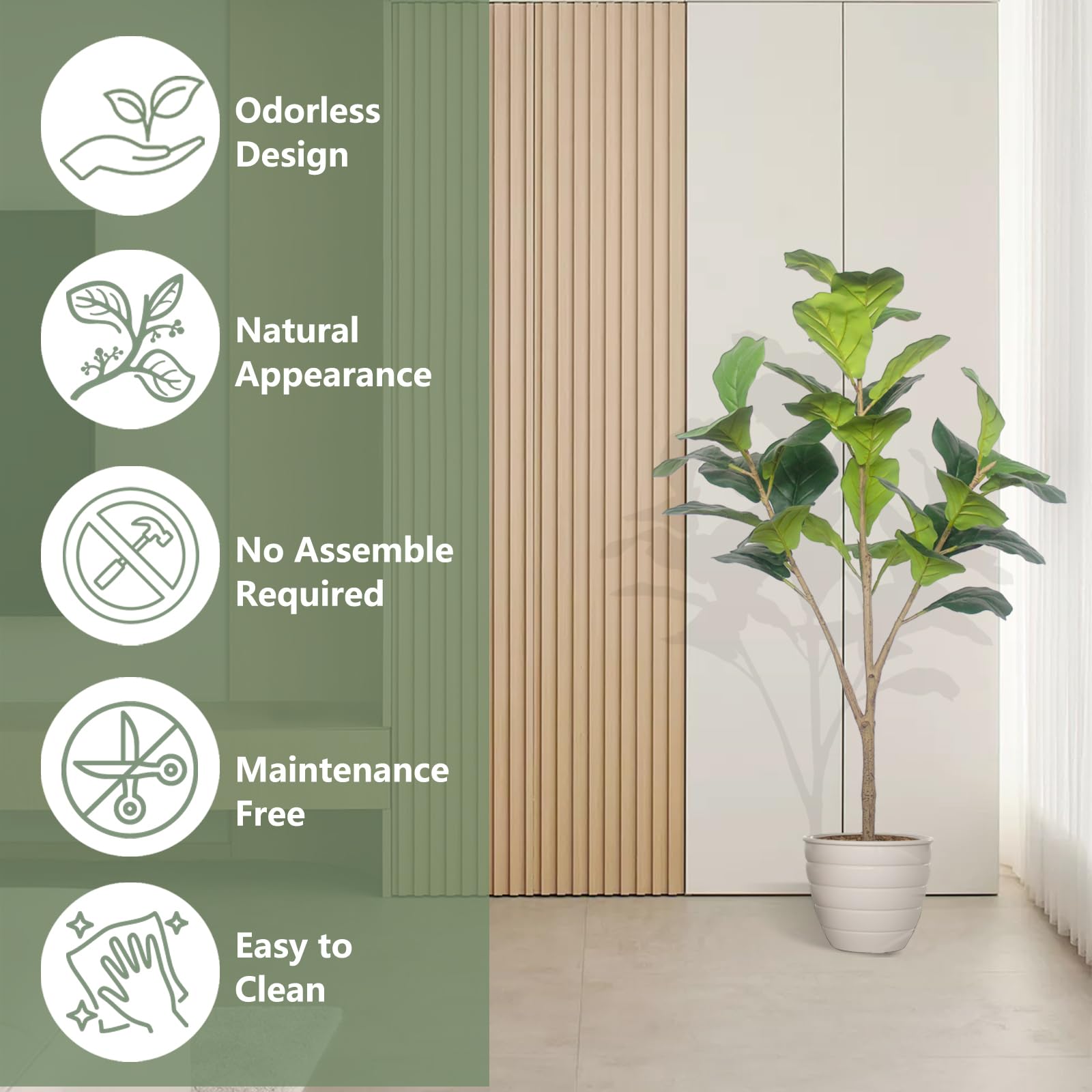 Snapklik.com : Softflame 4ft Fiddle Leaf Fig Tree Artificial, Fake ...