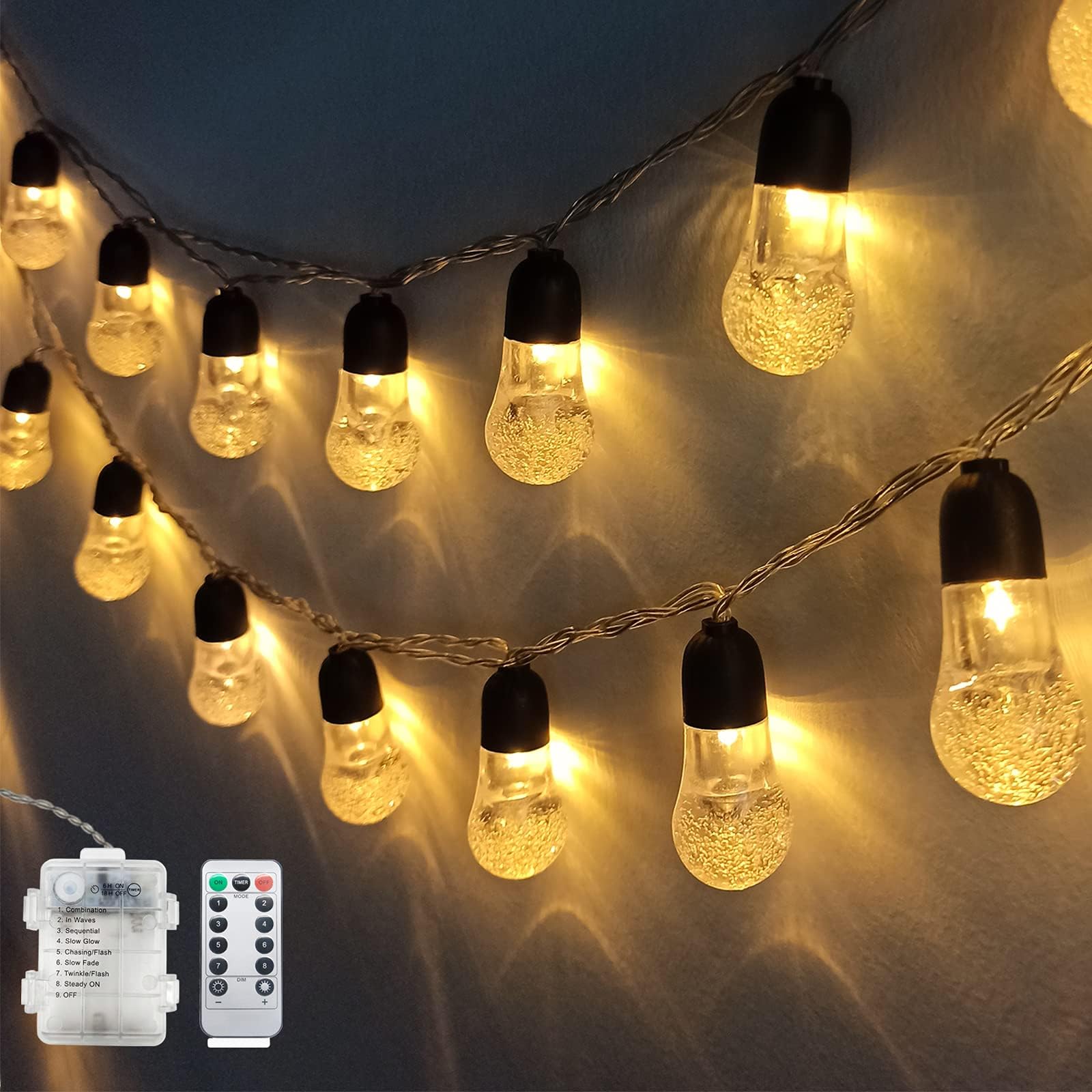 Amazon.com: Lights4fun, Inc 14ft Battery Operated 15 LED Hanging Bulb ...