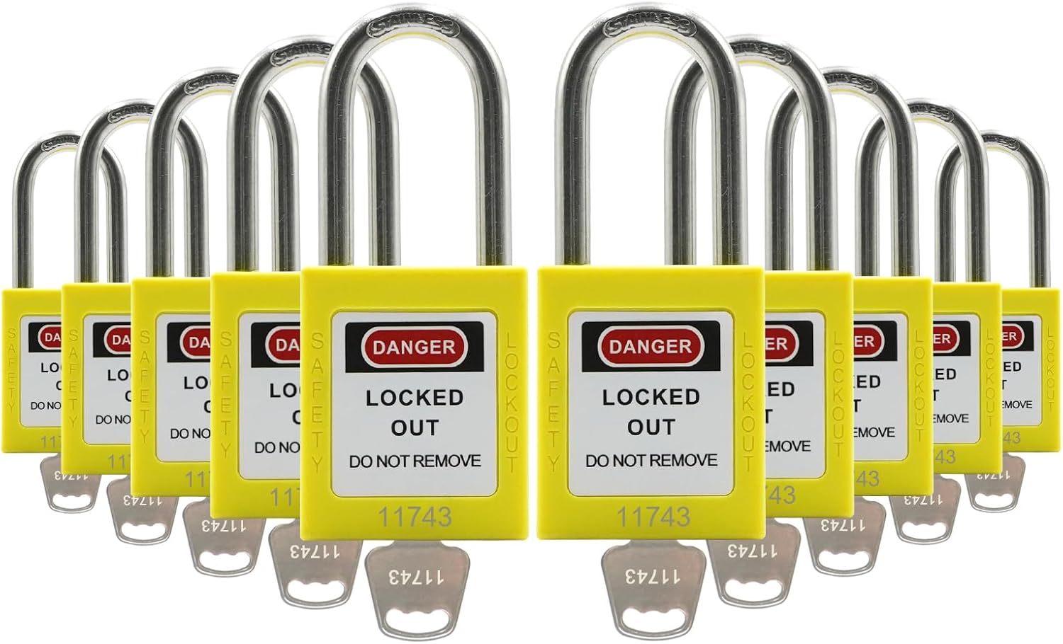 TAEGIQI 10 Yellow Lockout Tagout Locks with Brass Core,Keyed Different ...