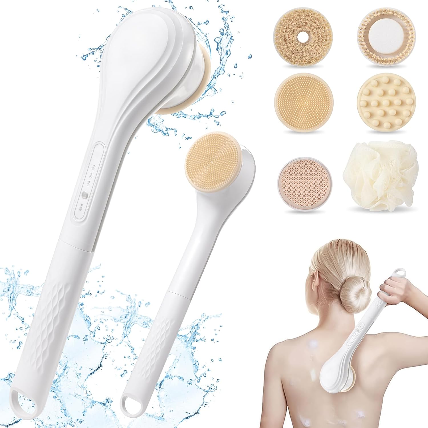 Electric Shower Brush Rechargeable Body Brush Electric Back Scrubber ...