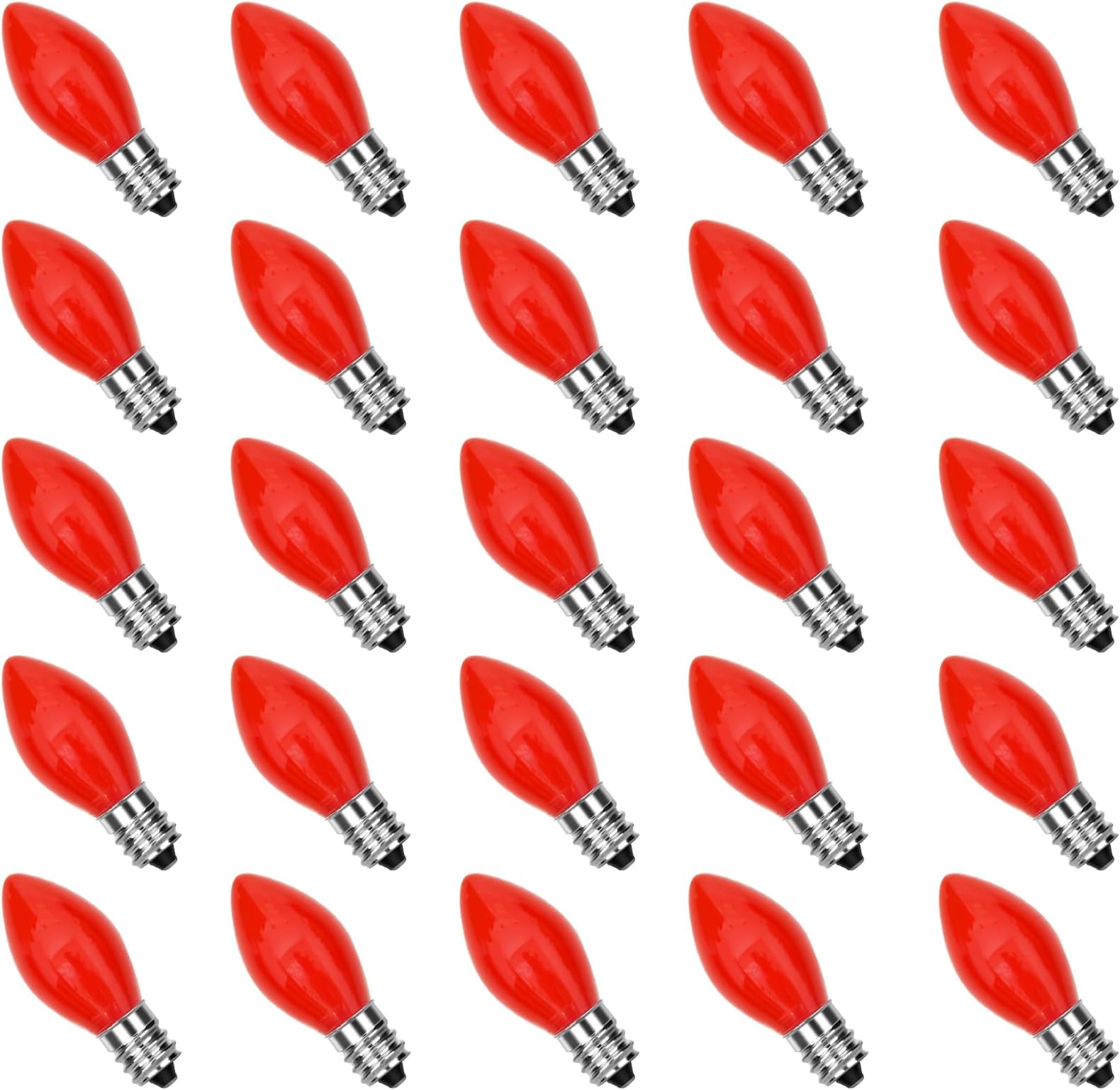 GOOTHY 25 Pack C7 Red LED Christmas Light Bulb, C7 Red Ceramic ...