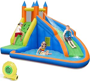 Amazon.com: Inflatable Water Slide, Giant Water Park Castle Bouncy ...