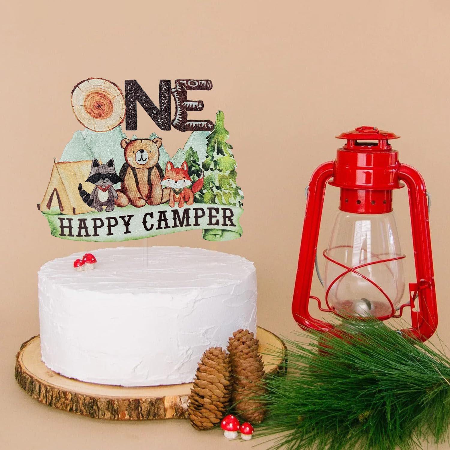 Snapklik.com : One Happy Camper Cake Topper, Camping Theme 1st Birthday ...