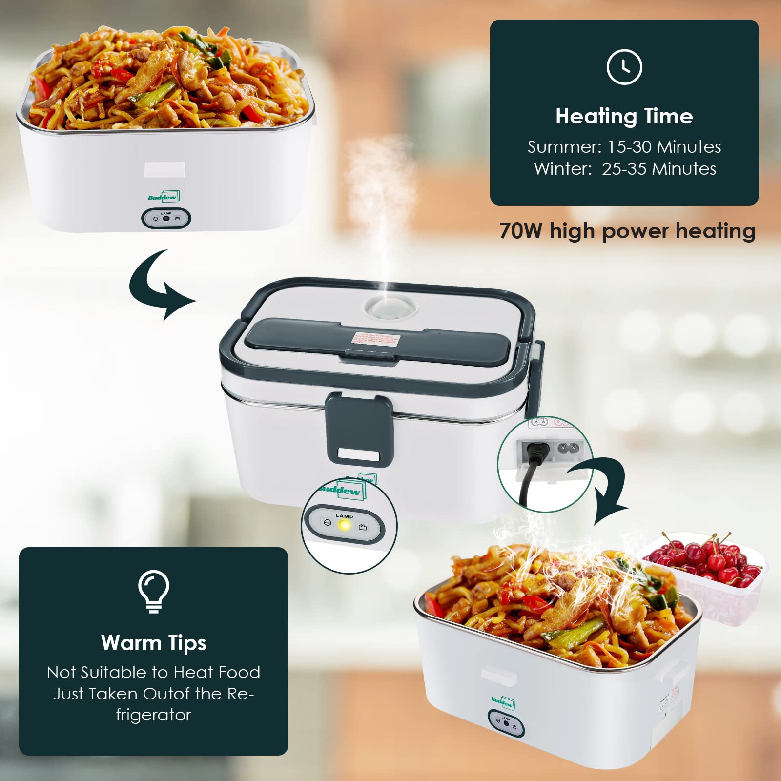 Buy Electric Lunch Box 70W Food Heater Upgraded[1.8L Large Capacity ...