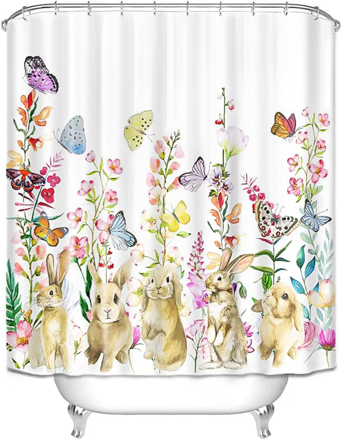 Amazon.com: Onecmore Spring Bunny Shower Curtains for Bathroom Cute ...