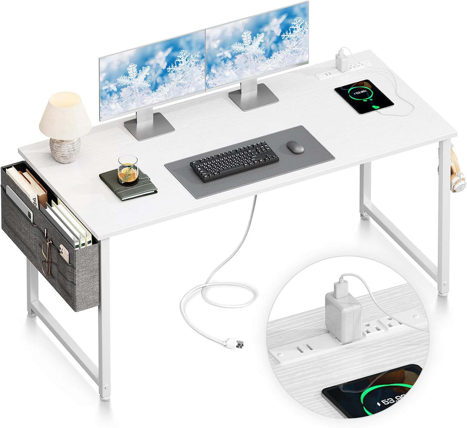 Amazon.com: Casaottima Computer Desk, 54 inch Office Desk with Storage ...