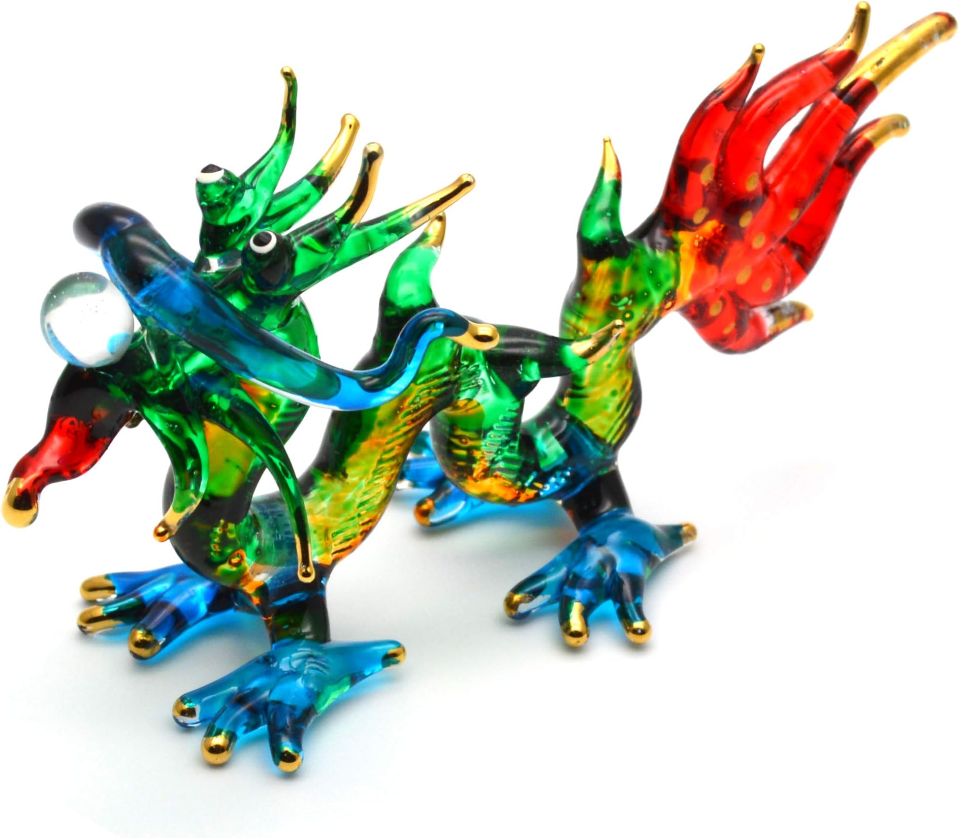 Amazon.com: WitnyStore Tiny 3¼" Long Clear and Gold Chinese Dragon ...