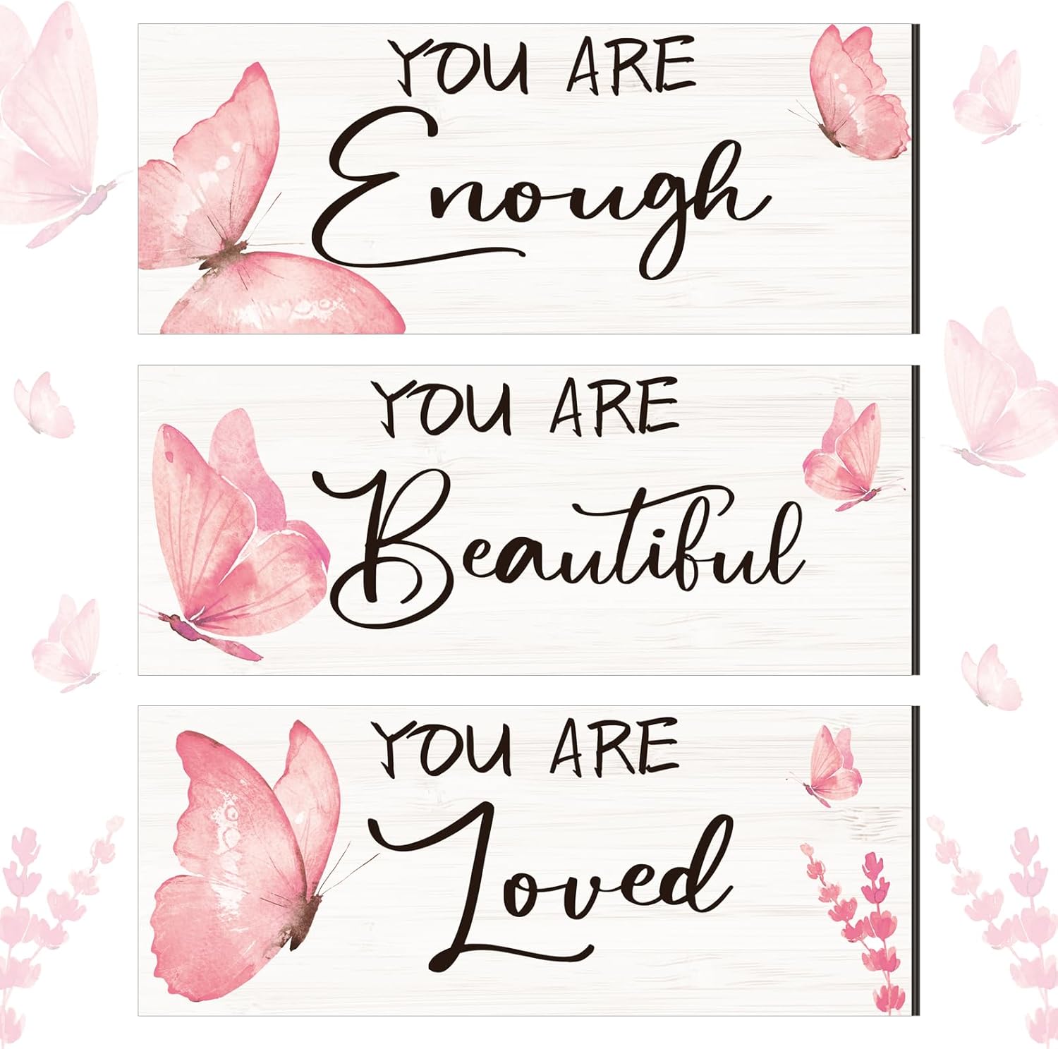 Amazon.com: Geelin 3 Pcs Butterfly Wall Decor Pink Wooden Hanging Wall ...