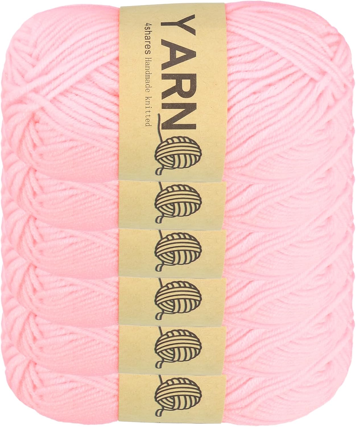 uxcell 6Pcs Crocheting Yarn, 2mm Pink 100% Acrylic Yarn 150 g/5.3 oz ...