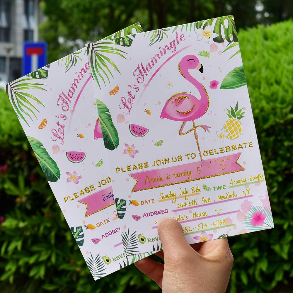WERNNSAI Flamingo Party Invitations With Envelopes 20 Set Luau wernnsai-flamingo-party-invitations-with-envelopes-20-set-luau