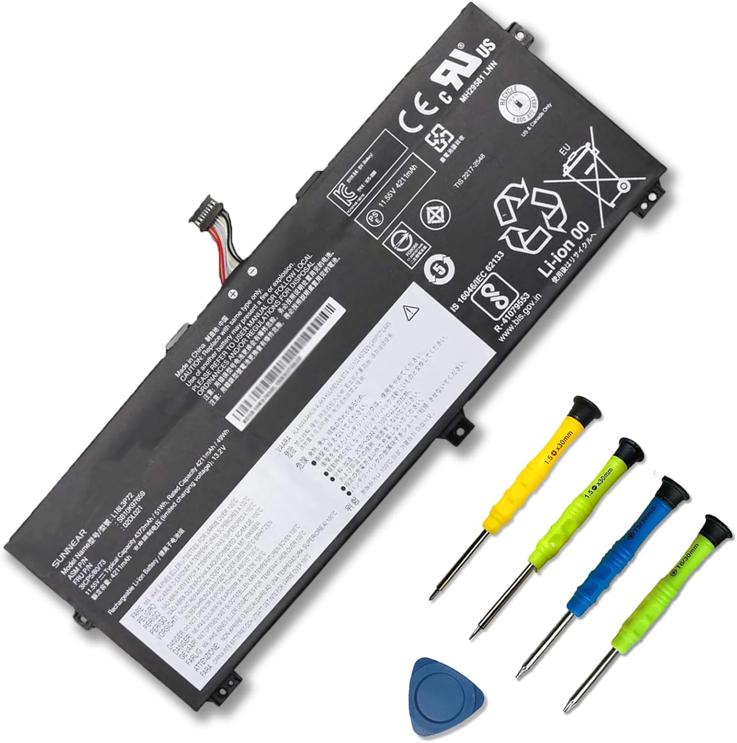 Amazon.com: SUNNEAR L18L3P72 Laptop Battery Replacement with ThinkPad ...