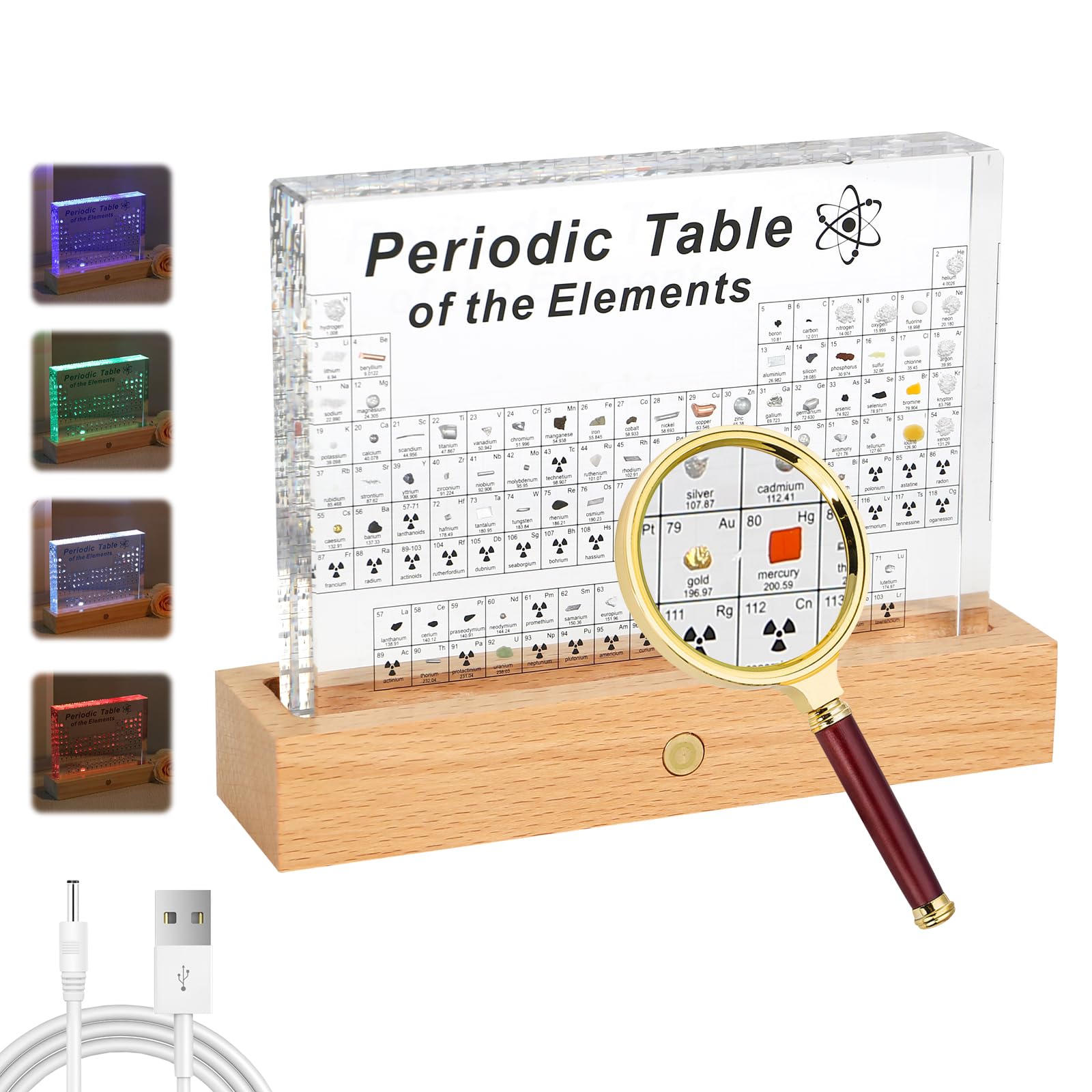 XQZMD Periodic Table with 83 Real Elements Inside, Acrylic Periodic ...