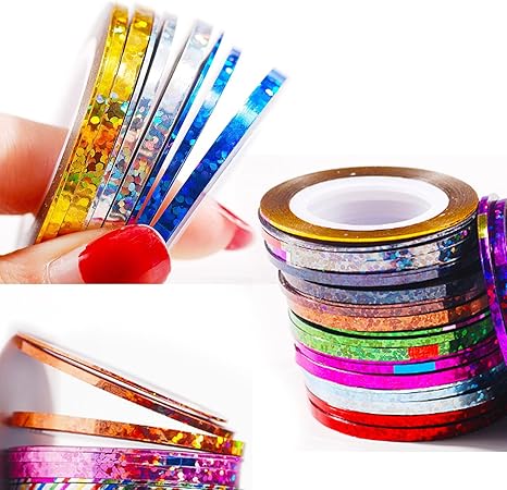 Amazon.com: Gold Nail Art Striping Tape Lines Kit 36 pcs 1mm 2mm 3mm ...