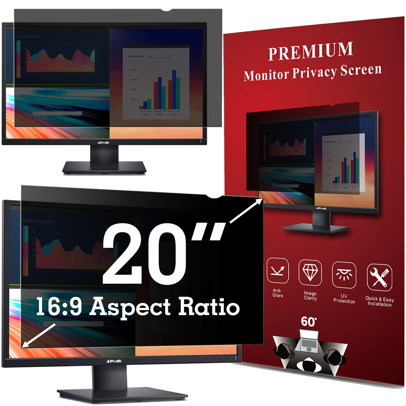 Amazon.com: APeiSi 20 Inch Privacy Screen Filter for Computer ...