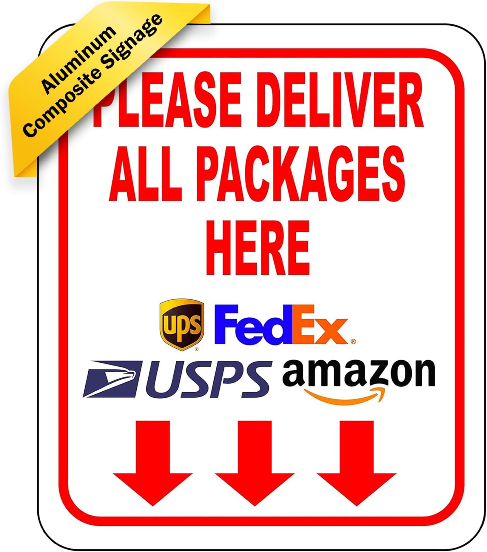 Amazon.com: MAIL DROP OFF DIRECTIONAL DOWNWARD ARROW RED Aluminum ...