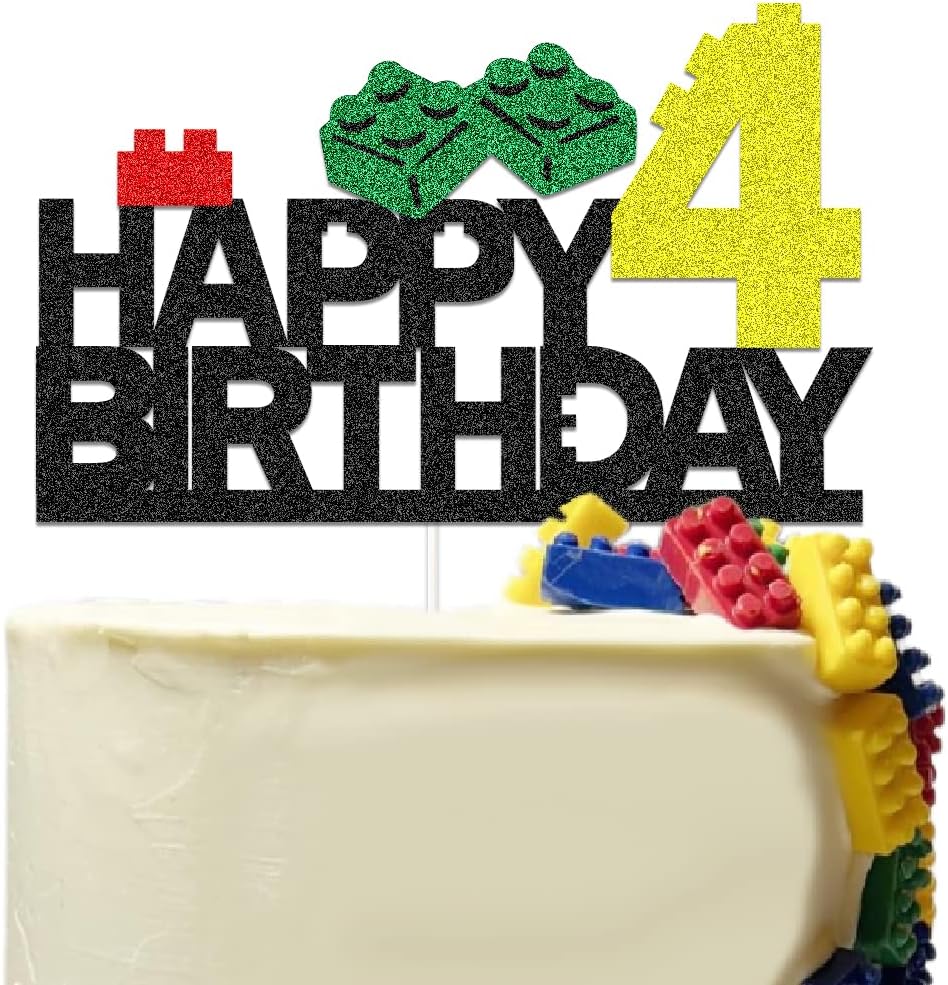 Amazon.com: Building Block Birthday Party Supplies, Building Block Cake ...