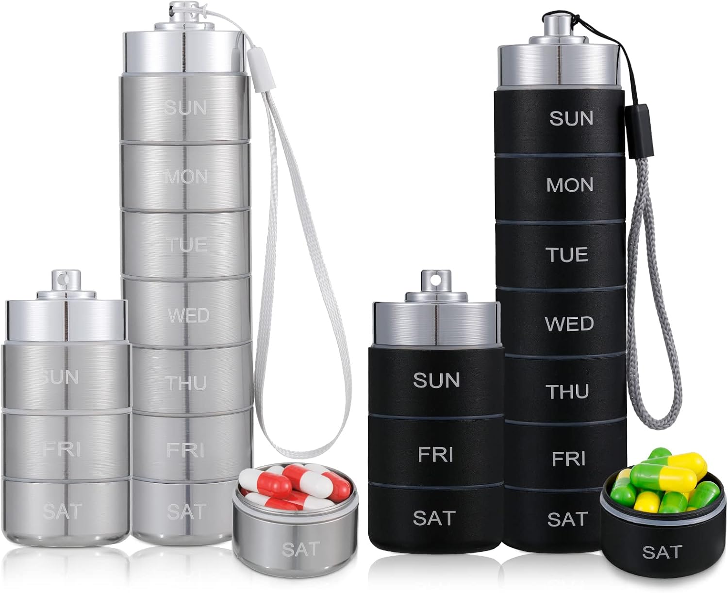 Amazon.com: Mumufy 2 Pcs Metal Travel Pill Organizer Moisture Proof ...