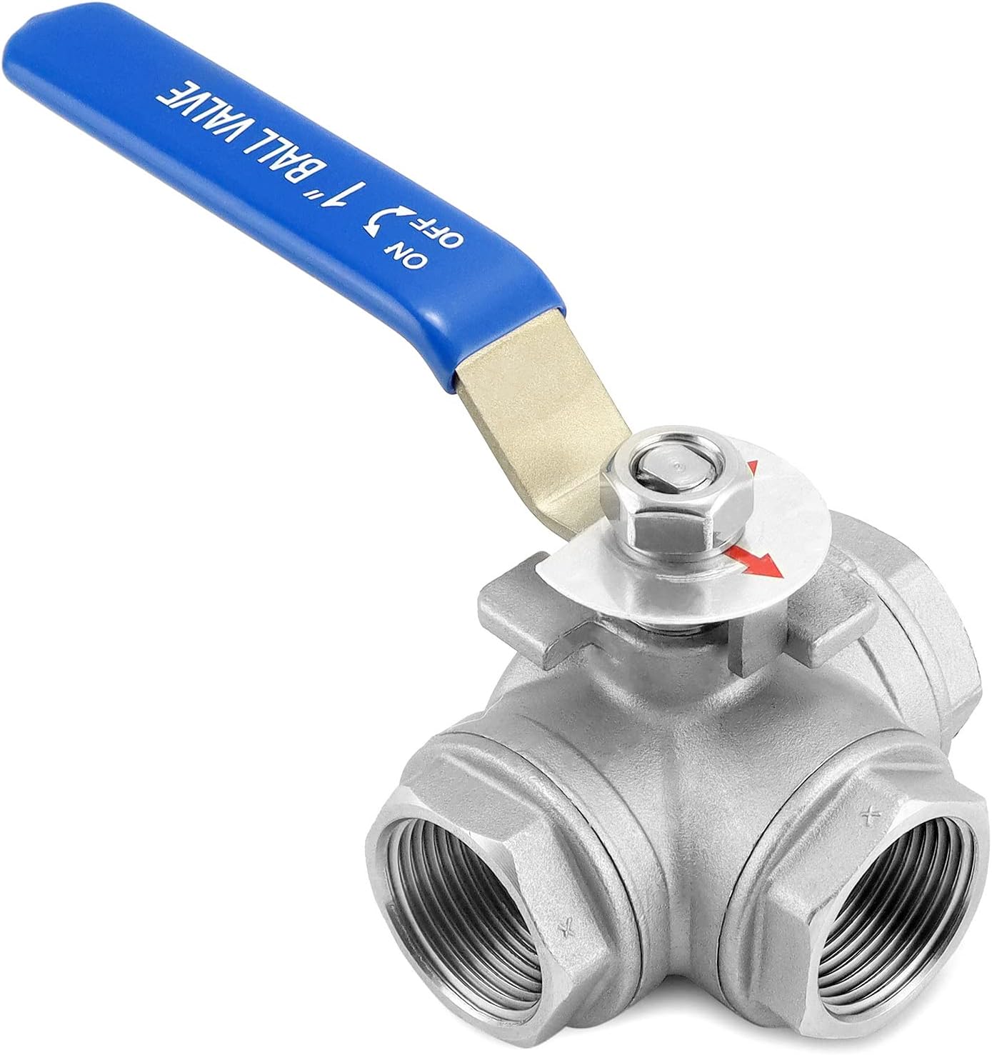 Amazon.com: QWORK Stainless Steel 3 Way L Port Ball Valve with Mounting Pad (1 Inch NPT) - Vinyl ...