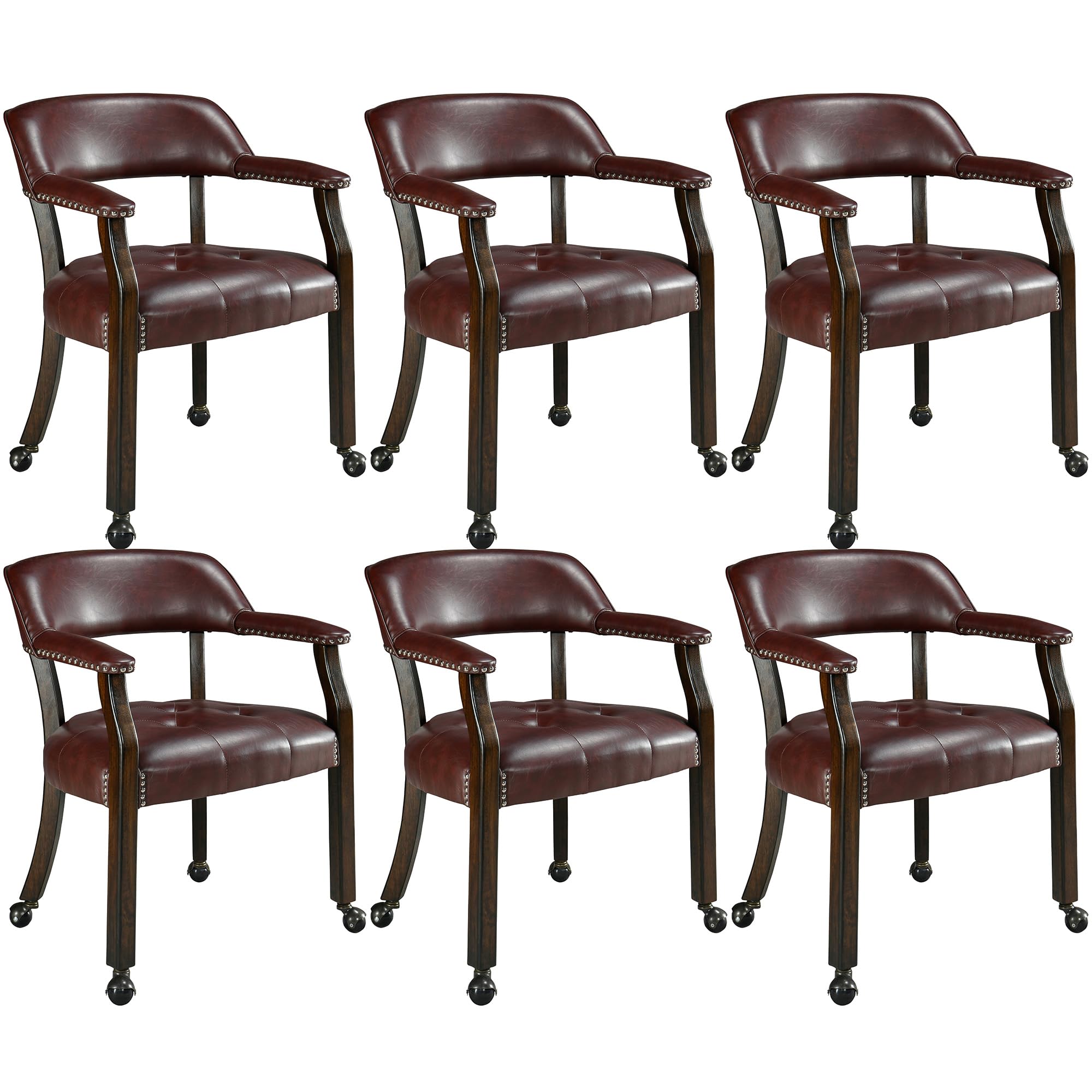 Amazon.com: LEEMTORIG Set of 6 Large Dining Chairs with Casters and Arm ...