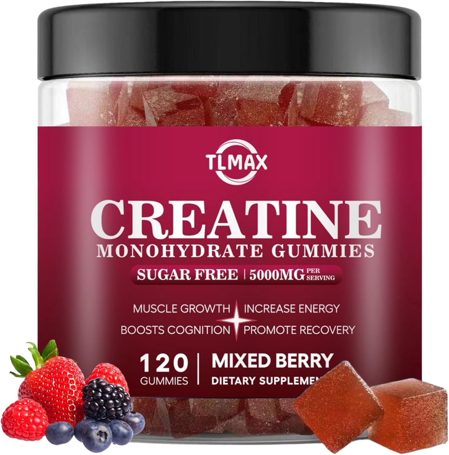Amazon.com: TLMAX Creatine Monohydrate Gummies for Men & Women, 5g of Creatine Monohydrate per ...