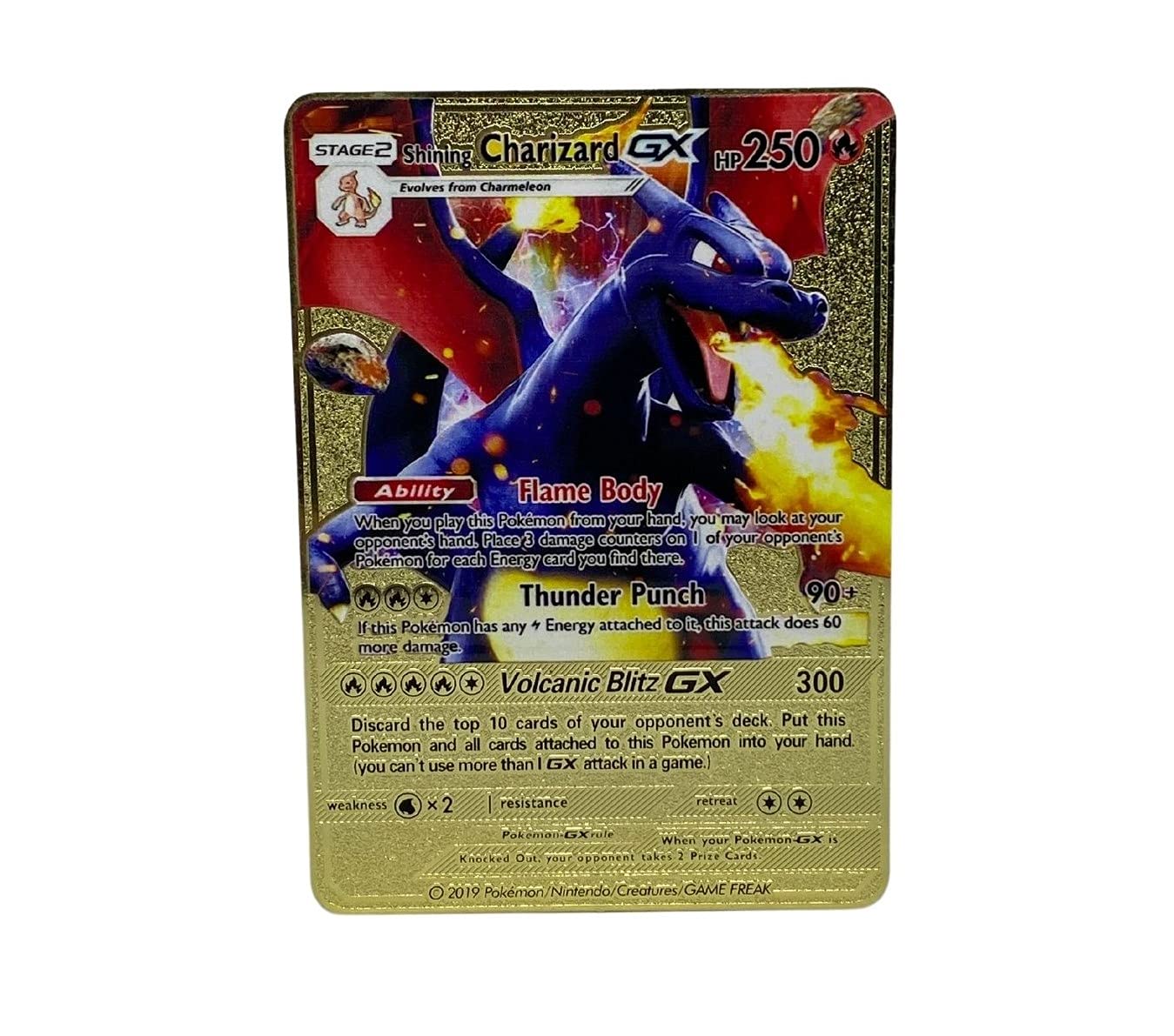 Shining Charizard Gx Flame Body Card Custom Gold Metal Card ...