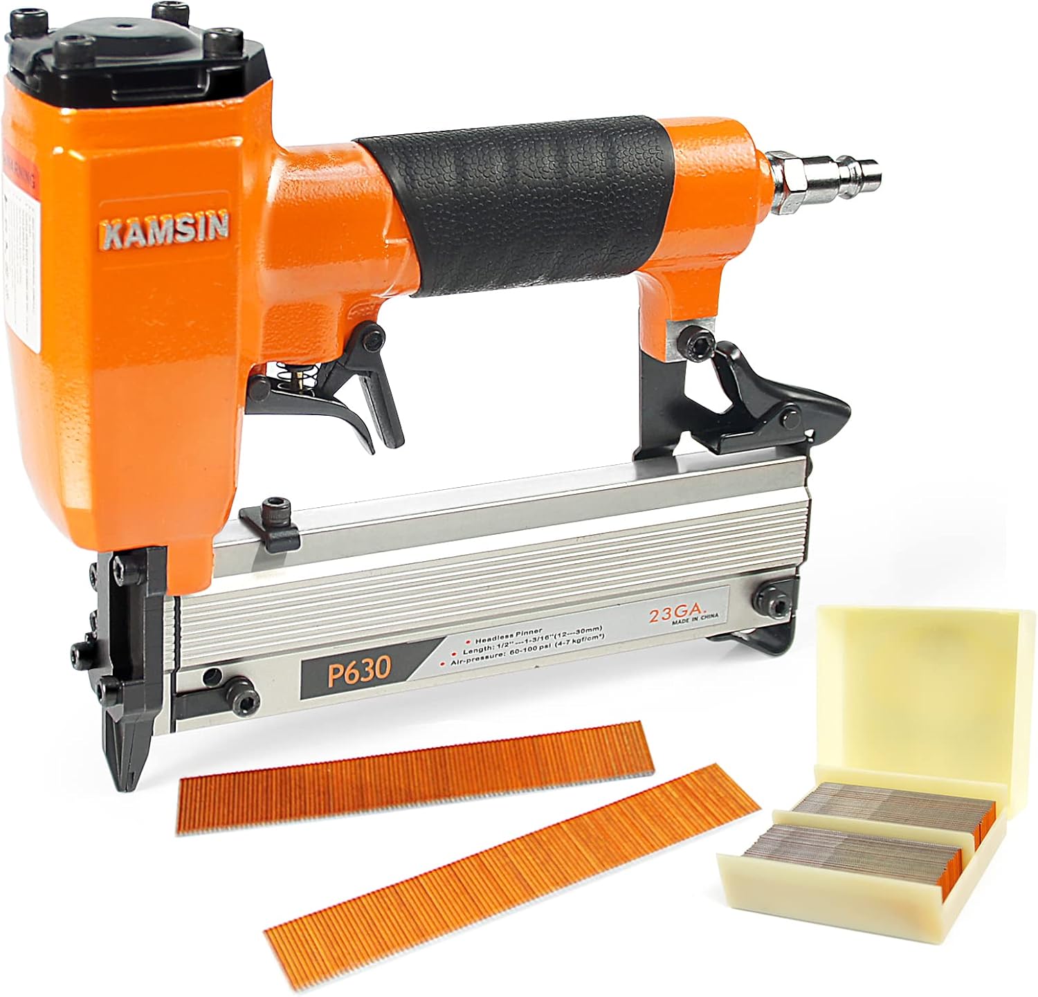 Kamsin P630 23 Gauge Pneumatic Headless Pin Nailer Kit with 10,000 × ...