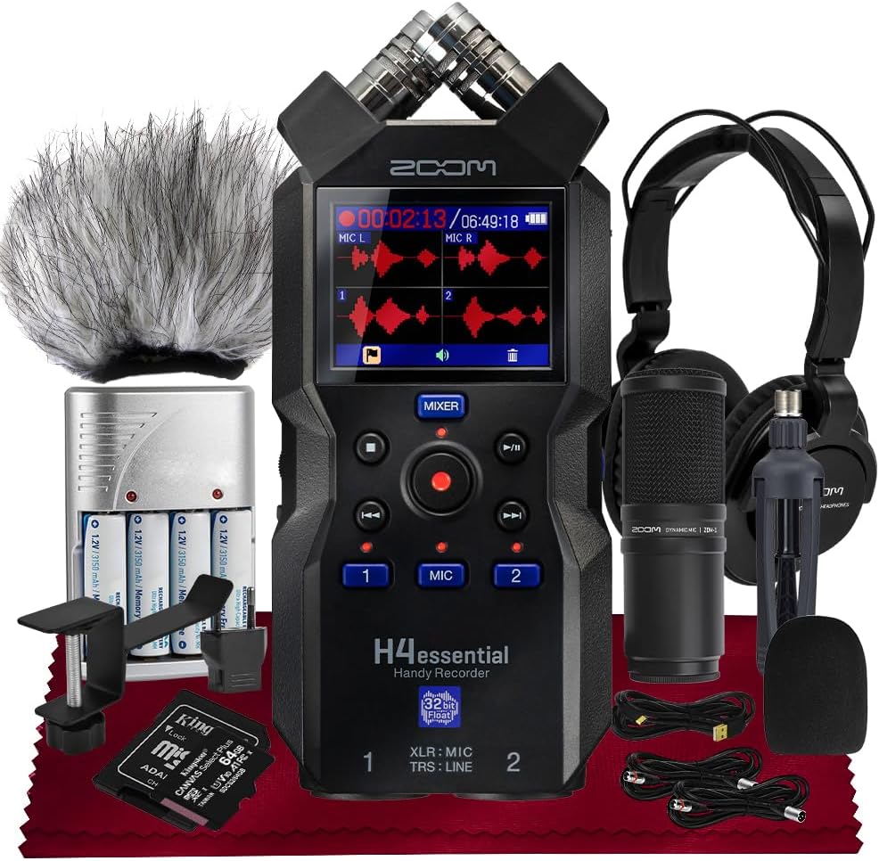 Amazon.com: Zoom H4essential 4-Track Handy Recorder, 32-Bit Float, XY ...