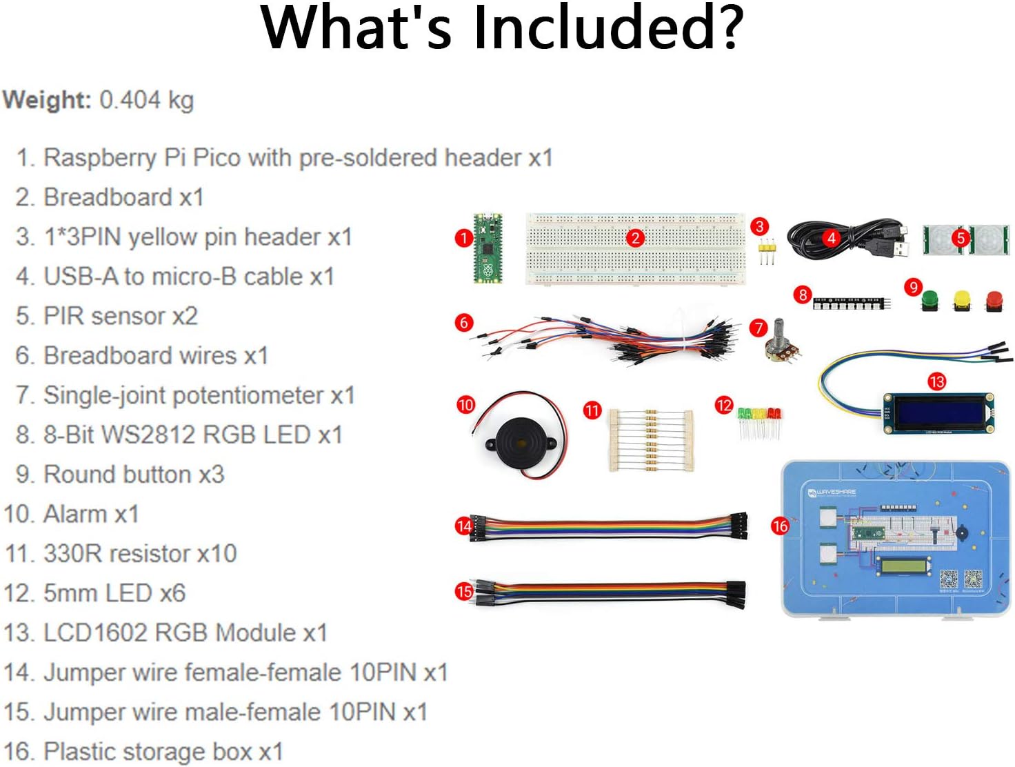 Waveshare Raspberry Pi Pico Basic Kit With Rich Tutorials And Resources Fast Getting Started